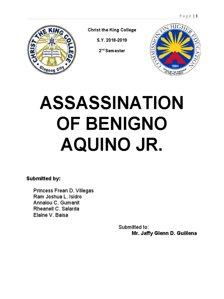 ASSASSINATION OF BENIGNO AQUINO JR Final | PDF | Corazon Aquino ...
