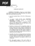Affidavit Complaint For E-Libel Format | PDF | Defamation | Justice