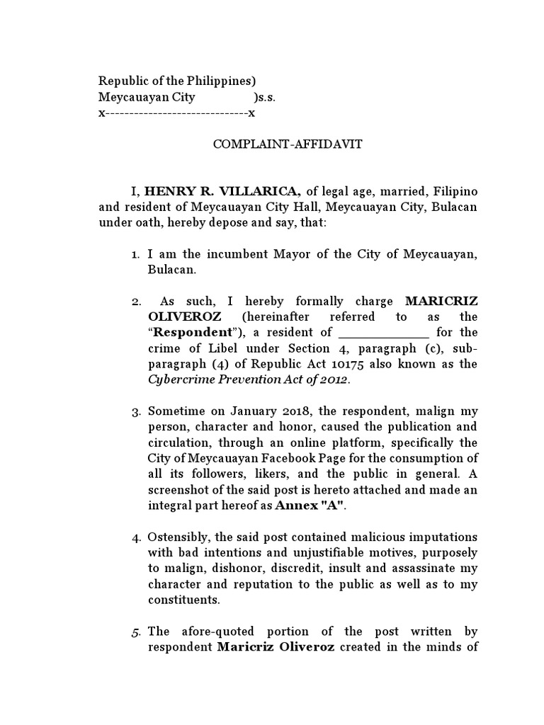 Affidavit of Complaint | PDF | Defamation | Virtue