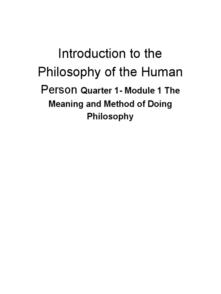 Philo - Mod1-Q1 Introduction To The Philosophy of The Human Person v3 ...