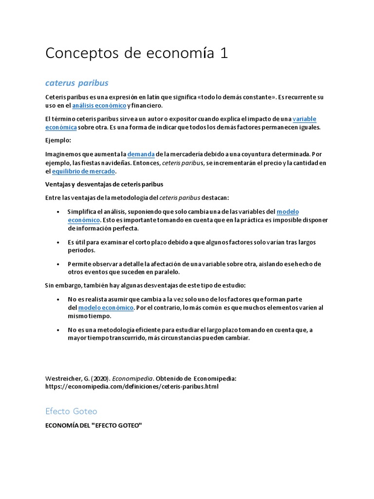 Conceptos de Economía 1 PDF | PDF | Exterioridad | Ciencias económicas