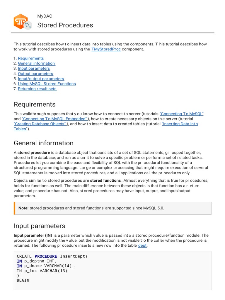 01 Stored Procedures Pdf Subroutine Parameter Computer Programming