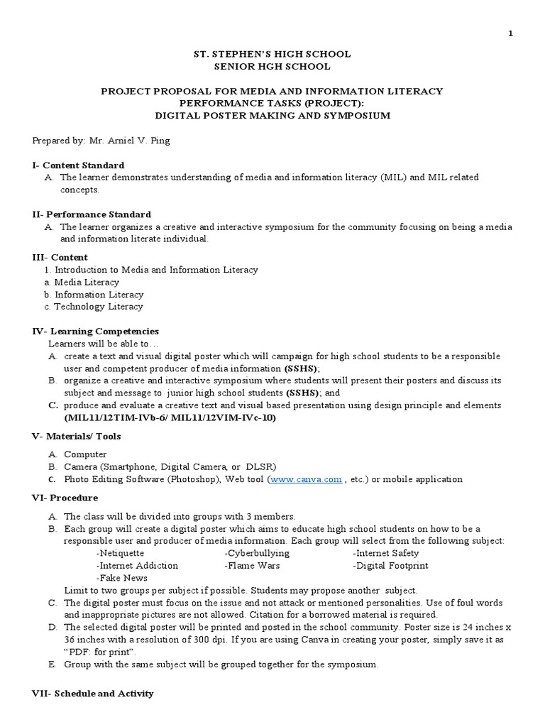 MIL Performance Task (Project) - Digital Poster Making | PDF ...