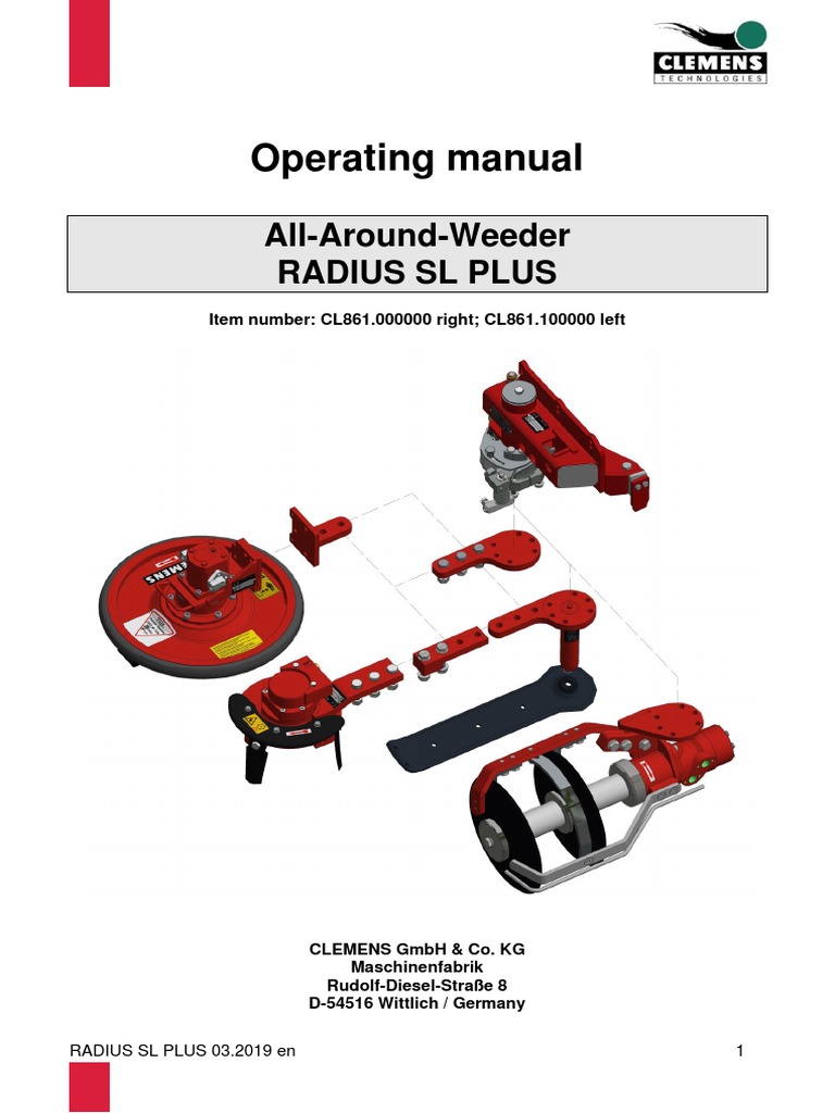 Operating Manual: All-Around-Weeder Radius SL Plus | PDF | Tractor | Valve