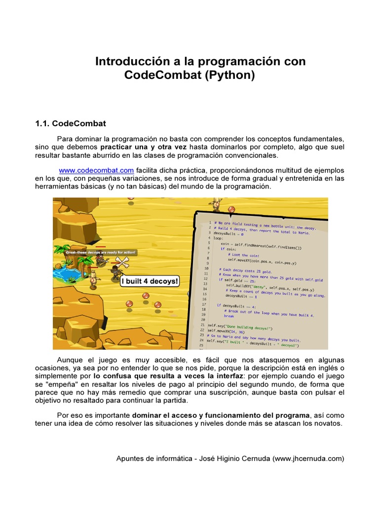 Codecombat PDF | PDF | Variable (informática) | Programación de computadoras