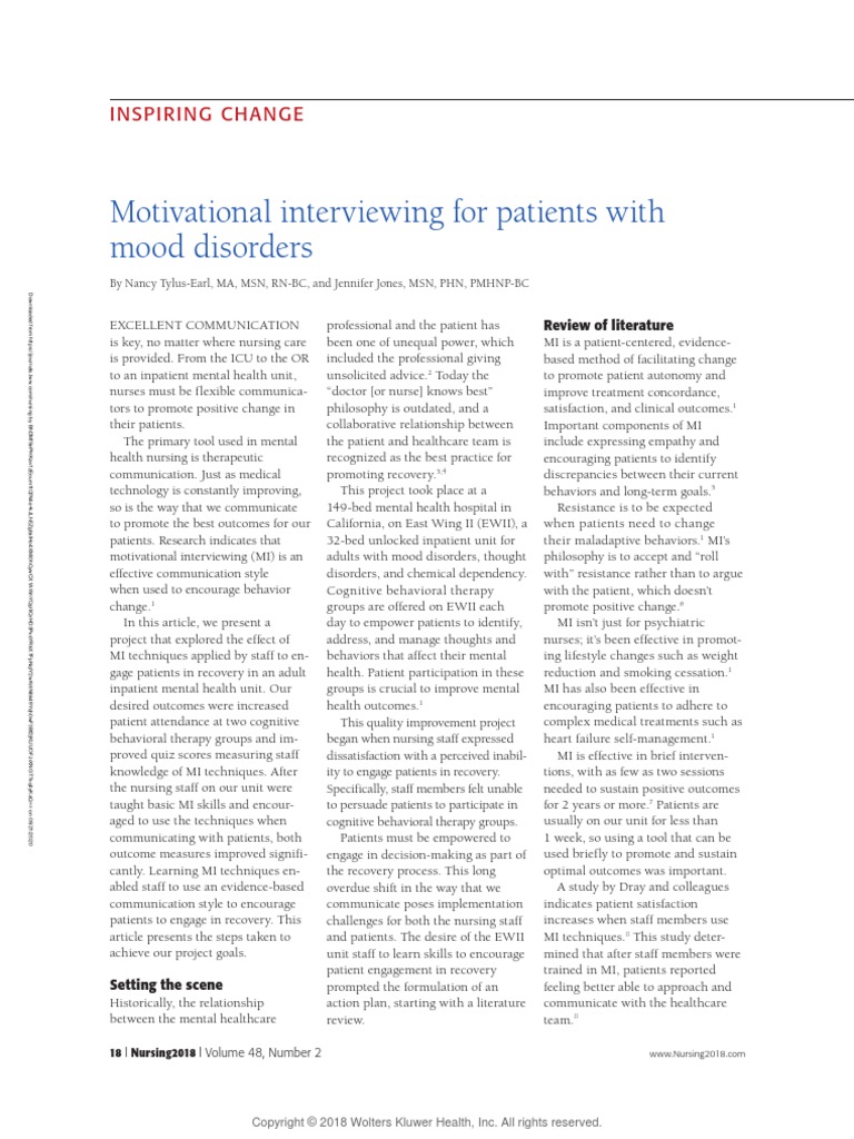 Motivational Interviewing For Patients With Mood.6 | PDF | Recovery ...