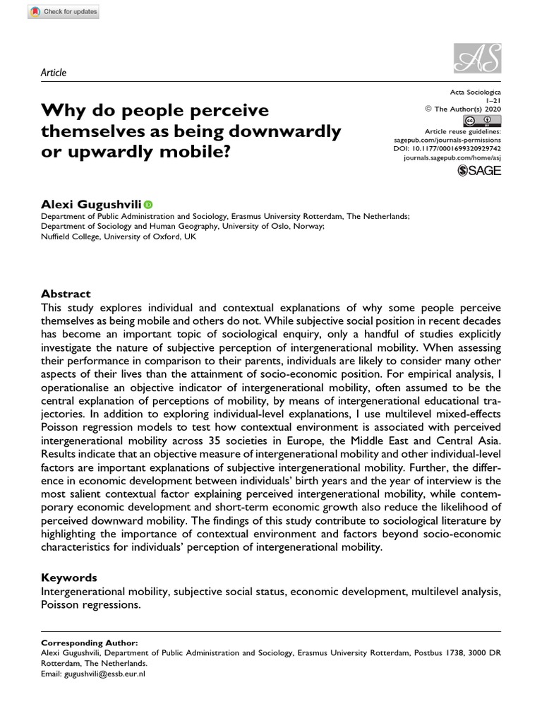 Why Do People Perceive Themselves As Being Downwardly or Upwardly ...