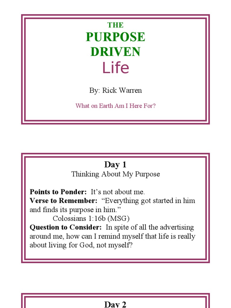 Purpose Driven LIfe | PDF | Epistle To The Romans | Gospel Of Matthew