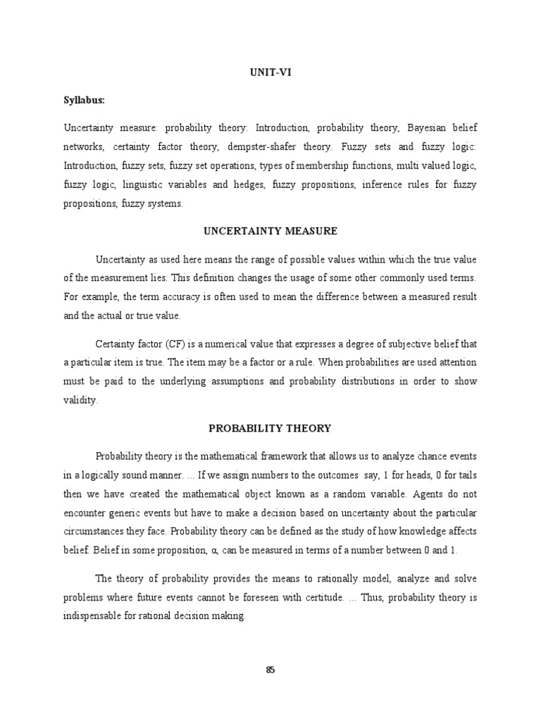 Unit Vi | PDF | Bayesian Network | Fuzzy Logic