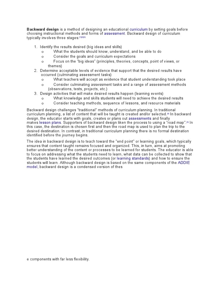 Backward Design Is A Method of Designing An Educational: Curriculum ...