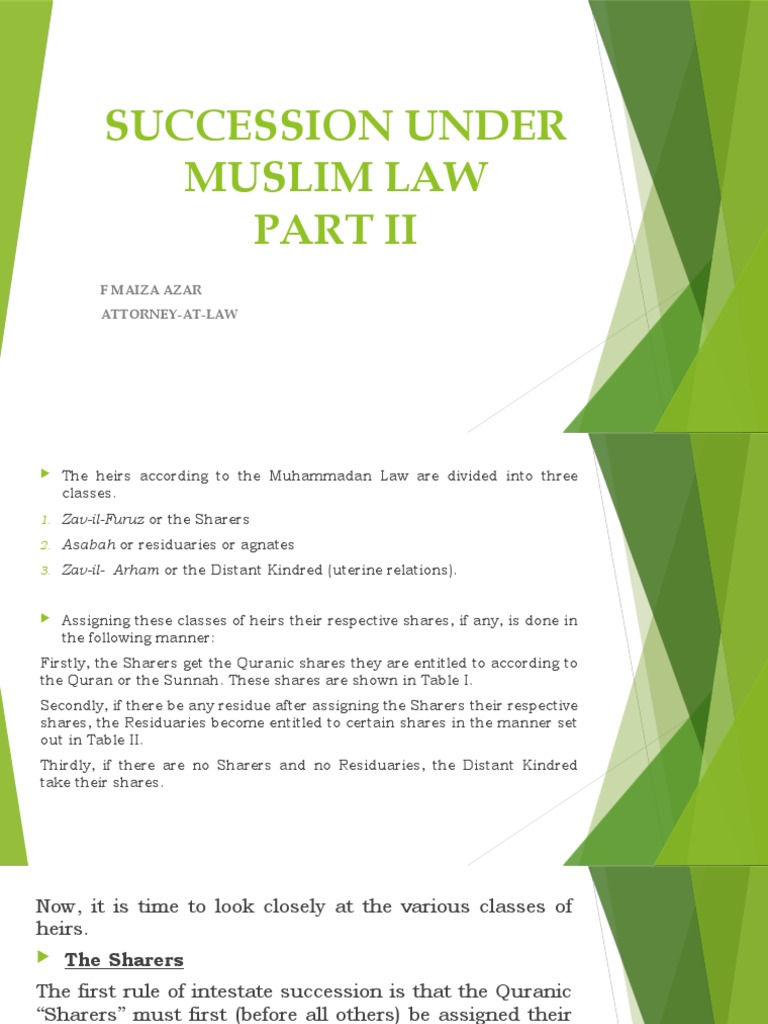 Succession Under Muslim Law Part Ii | Download Free PDF | Inheritance ...