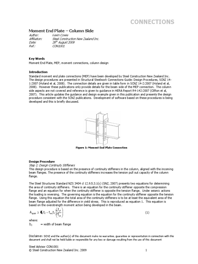 Bolted End Plate Connection Design Example | PDF | Beam (Structure ...