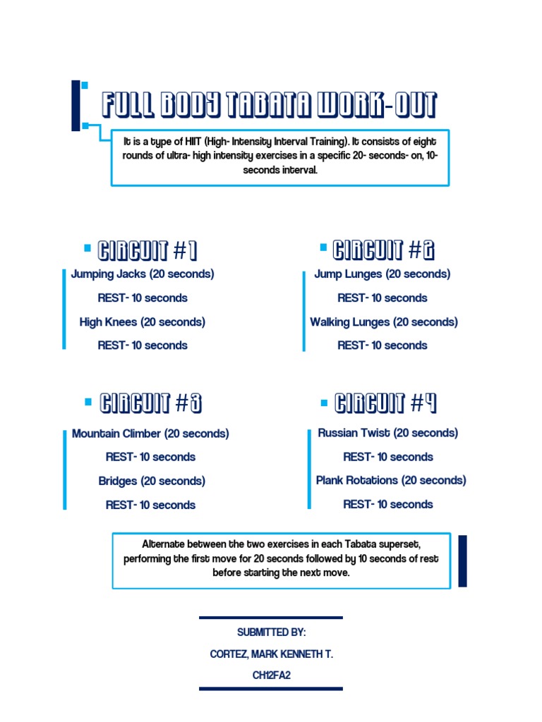 Full Body Tabata Work-Out: Circuit #1 Circuit #2 | PDF