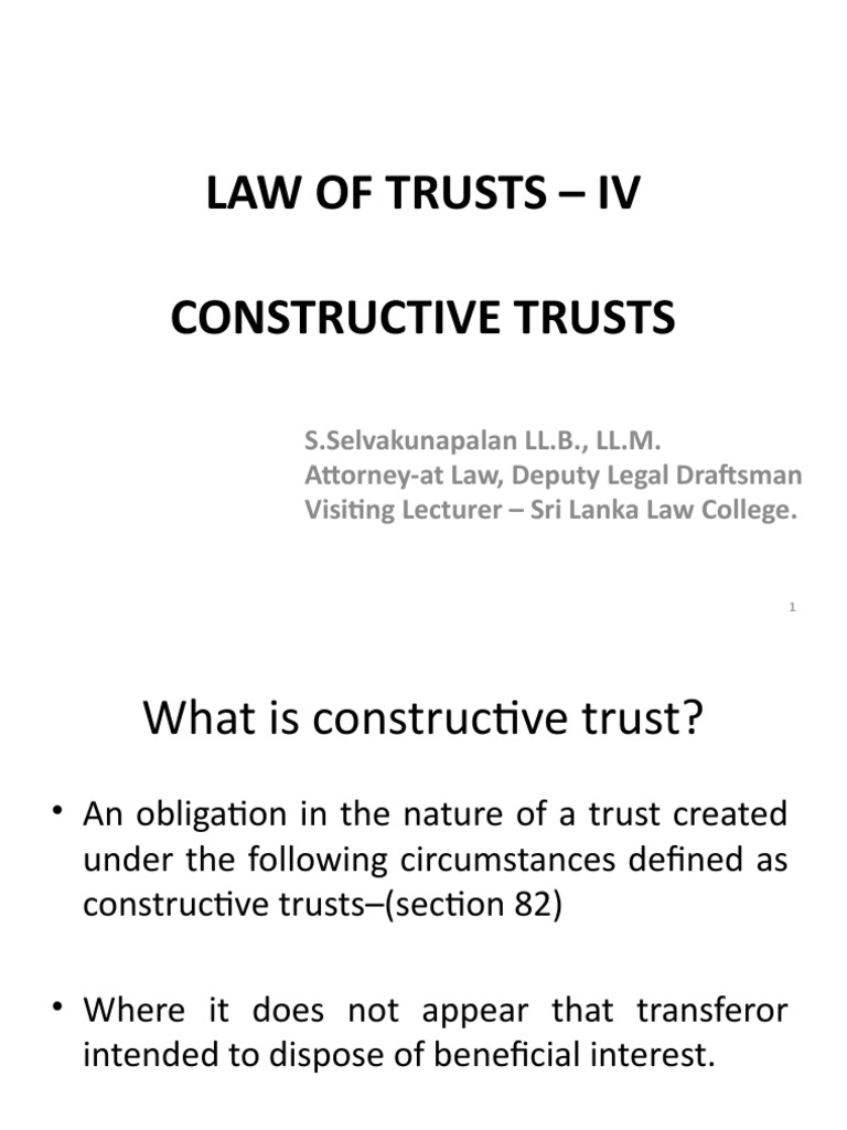 PPP VII Constructive Trusts 1 | PDF | Trust Law | Deed