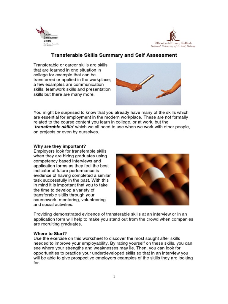 Transferable Skills Summary and Self Assessment: Why Are They Important ...