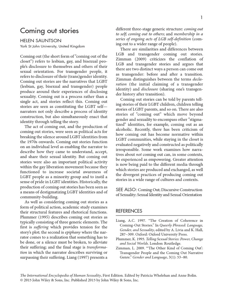 Coming Out Stories PDF | PDF | Coming Out | Lgbt