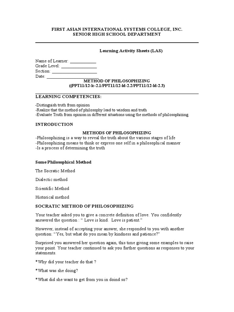 Lesson 2 Module Socratic And Dialectic Method Pdf Dialectic Argument