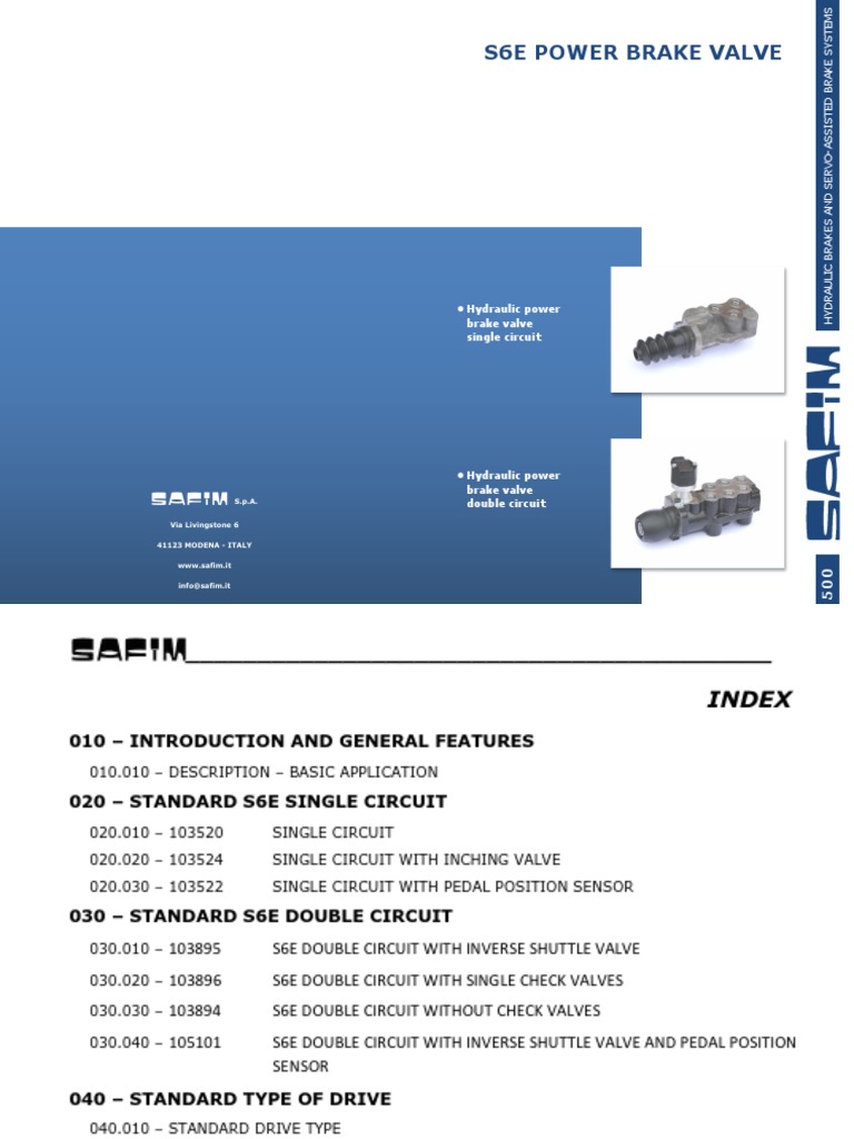 Safim Power Brake Valve PDF | Download Free PDF | Valve | Mechanical ...