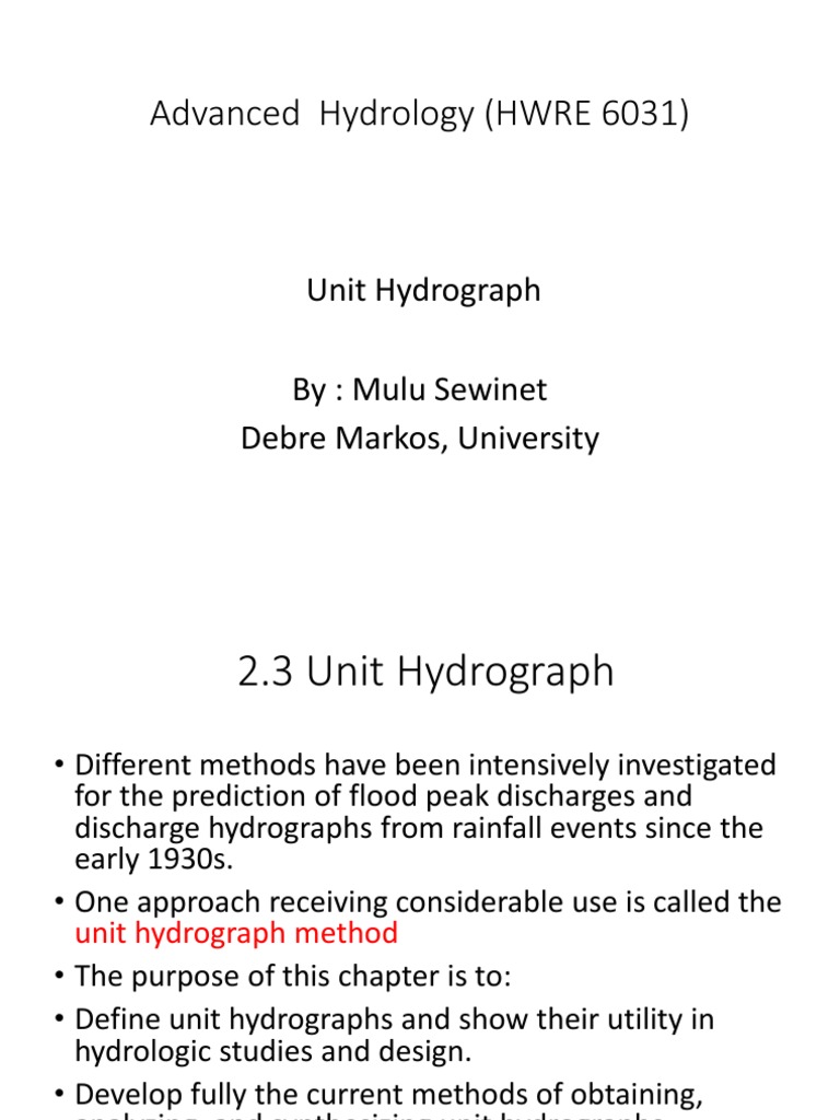 Unit Hydrograph PDF | PDF | Drainage Basin | Discharge (Hydrology)