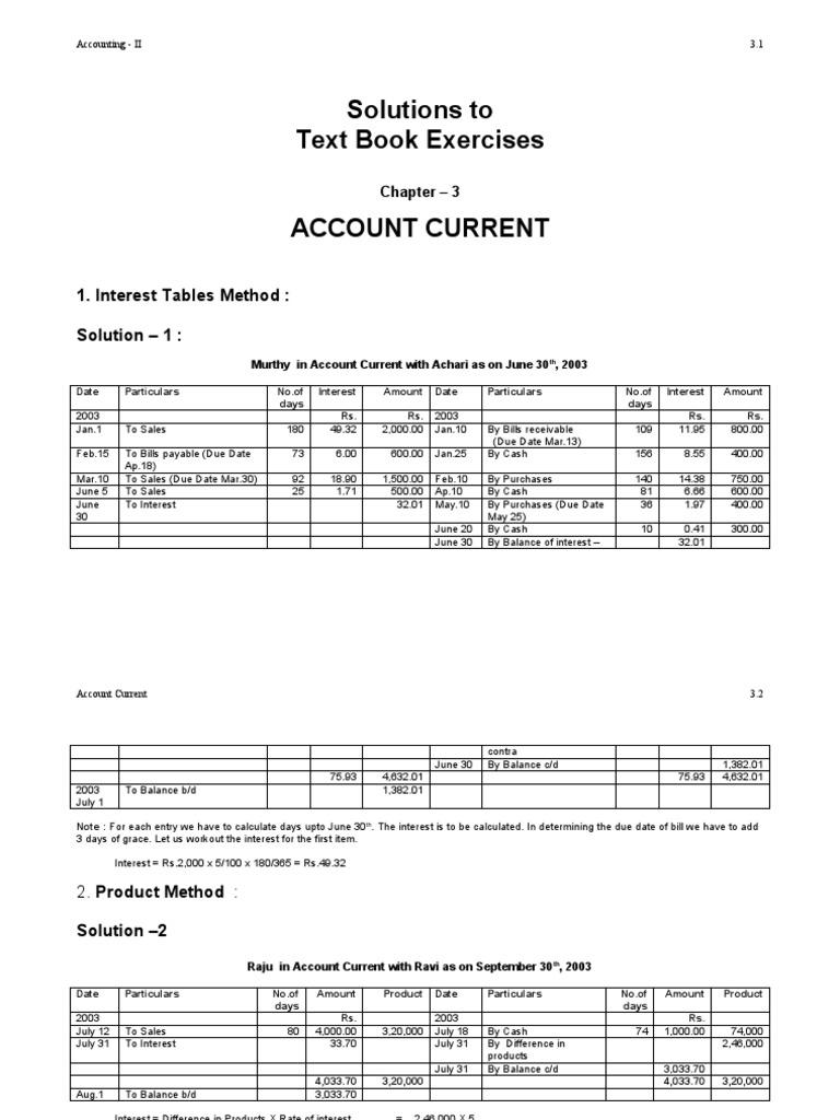 Solutions To Text Book Exercises: 1. Interest Tables Method: Solution ...