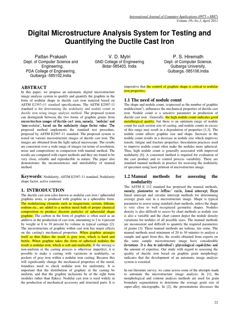 Digital Microstructure Analysis | PDF | Image Segmentation | Cast Iron