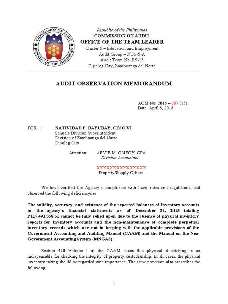 AOM - Inventory v4 | PDF | Inventory | Audit