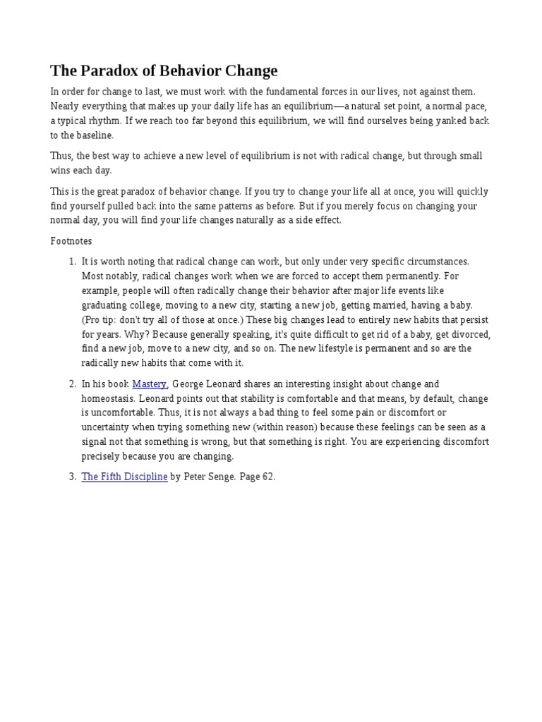 The Paradox of Behavior Change: Mastery | PDF