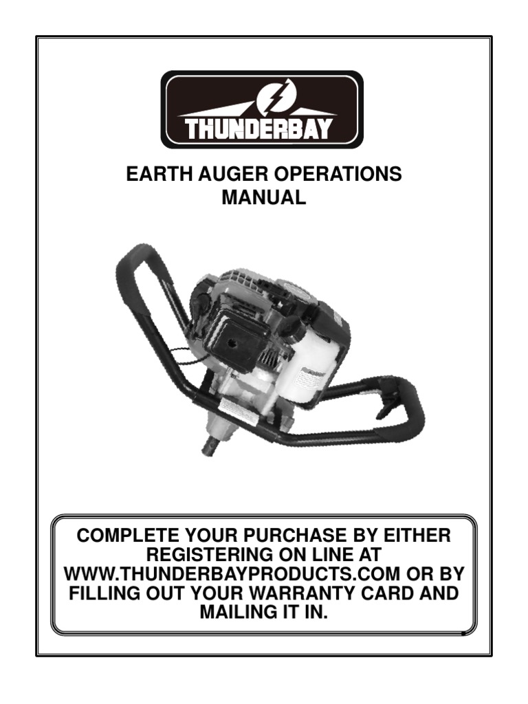 Earth Auger Operations Manual | PDF | Carburetor | Exhaust Gas