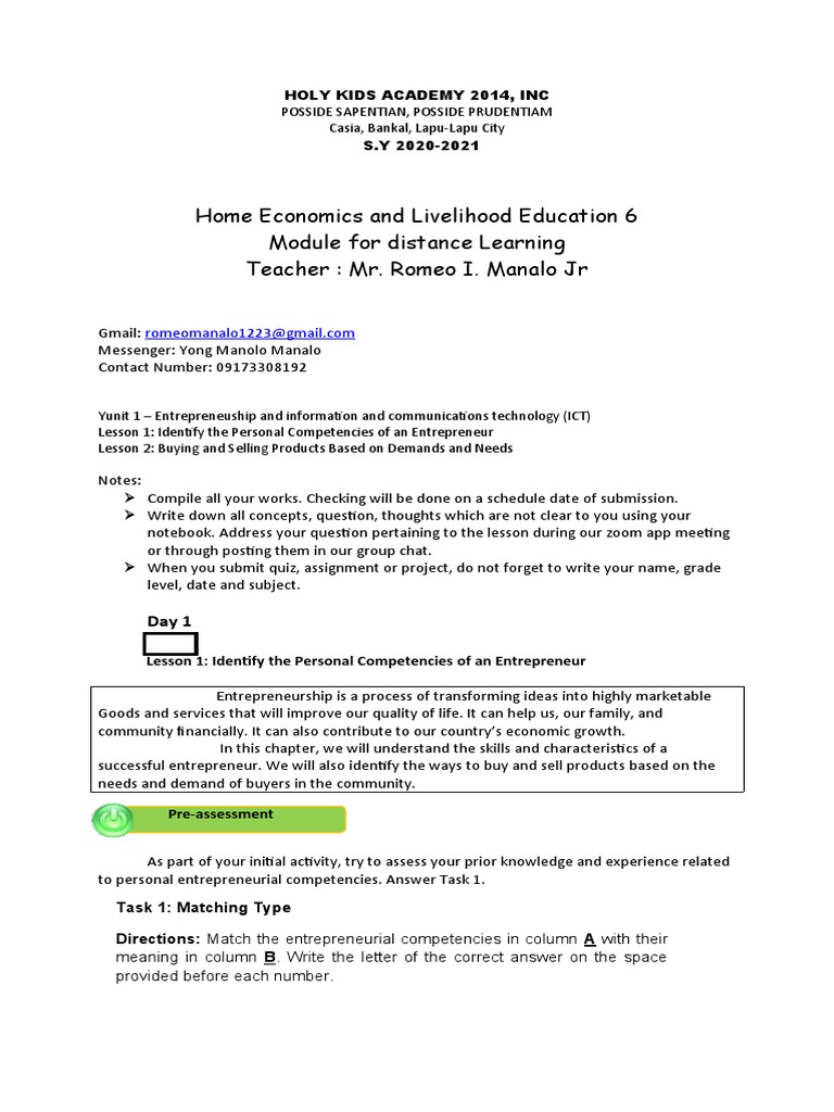 Epp 6 Modules | PDF | Entrepreneurship | Cognition