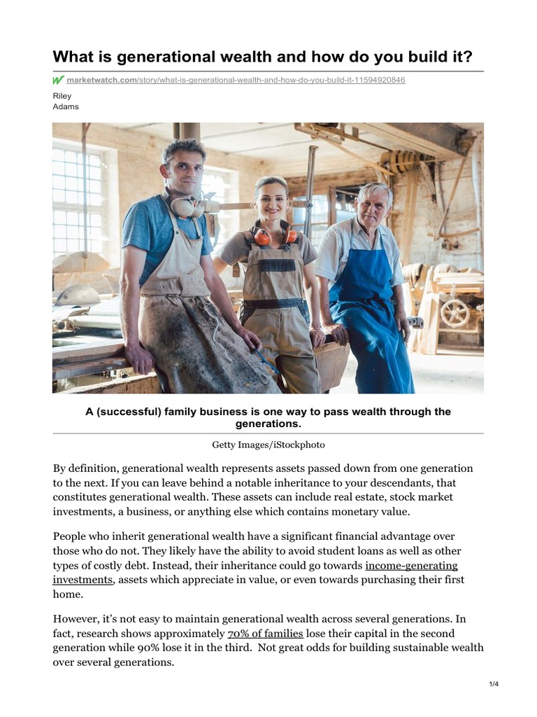 Building and Sustaining Generational Wealth | PDF | Index Fund | Wealth