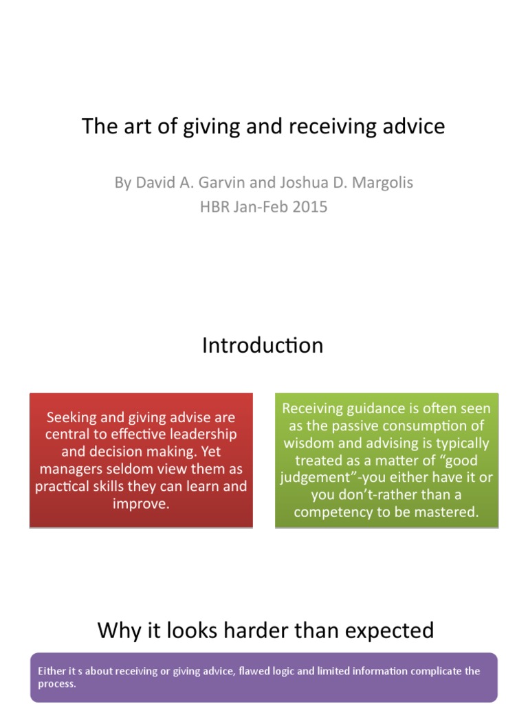The Art of Giving and Receiving Advice | PDF