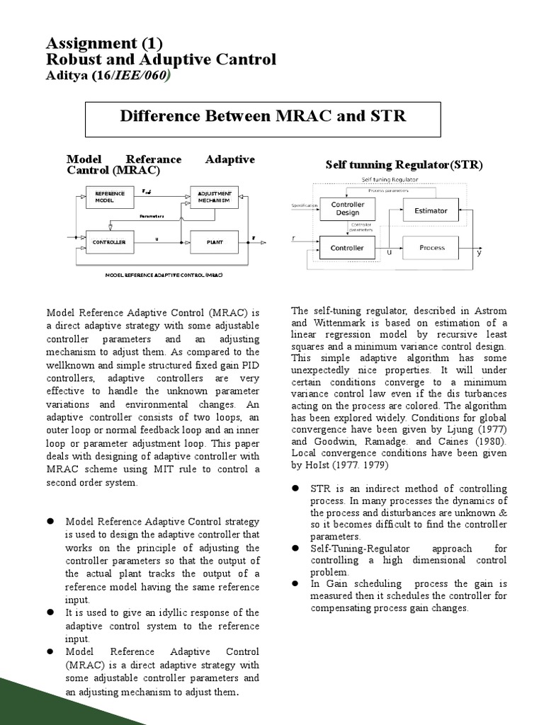 Difference Between MRAC and STR | PDF | Control Theory | Statistics