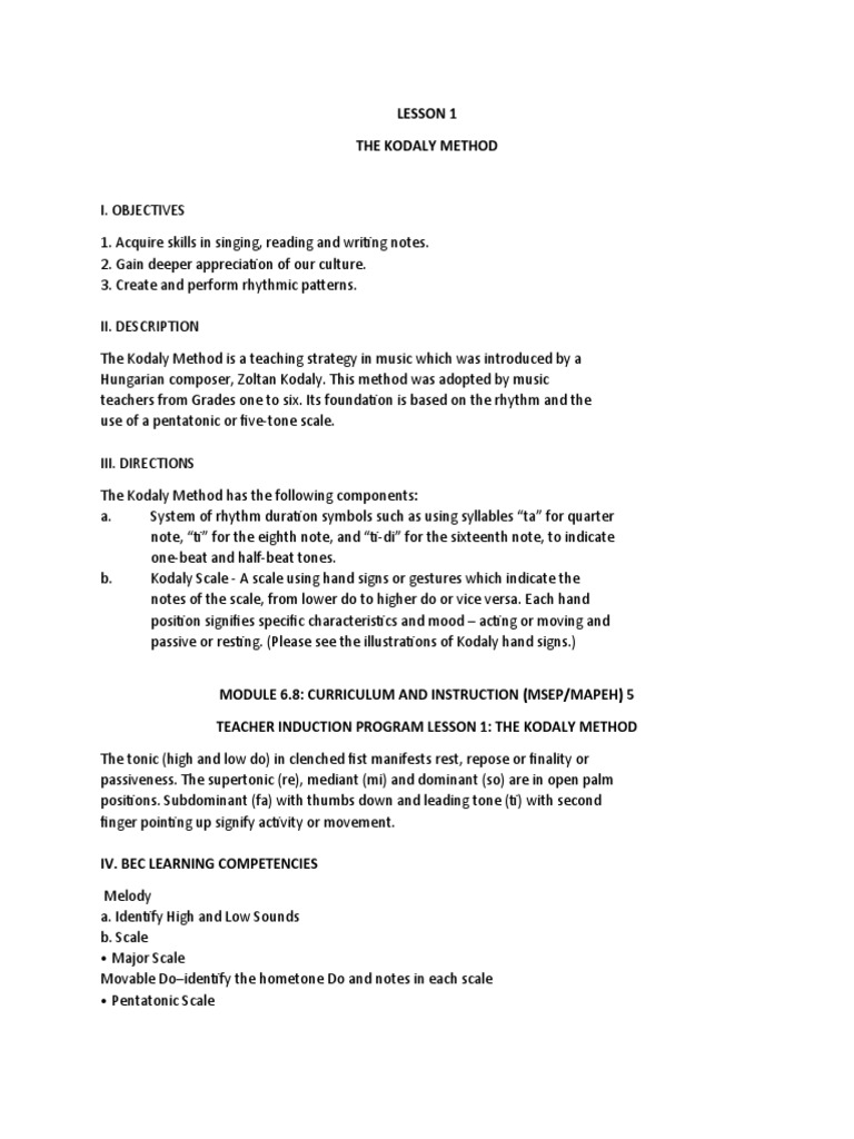 The Kodaly Method | PDF