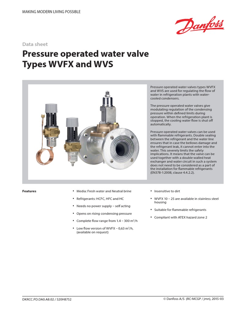 Pressure Operated Water Valve Types WVFX and WVS: Data Sheet | PDF ...