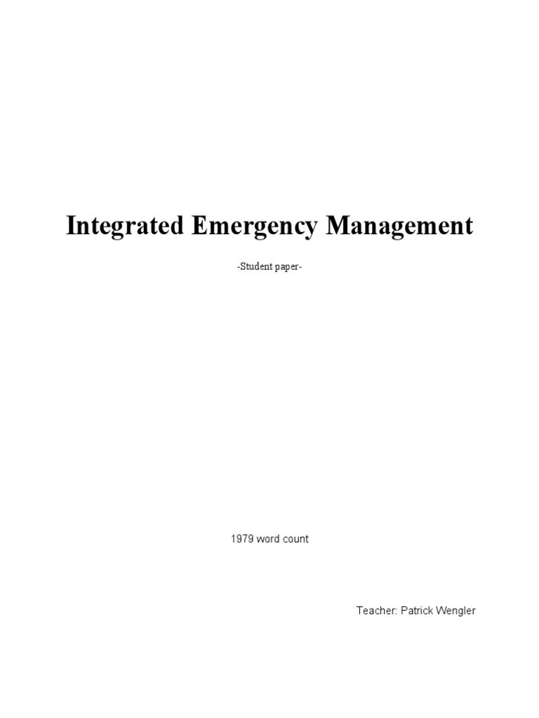 Integrated Emergency Management FINAL | PDF | Emergency Management ...