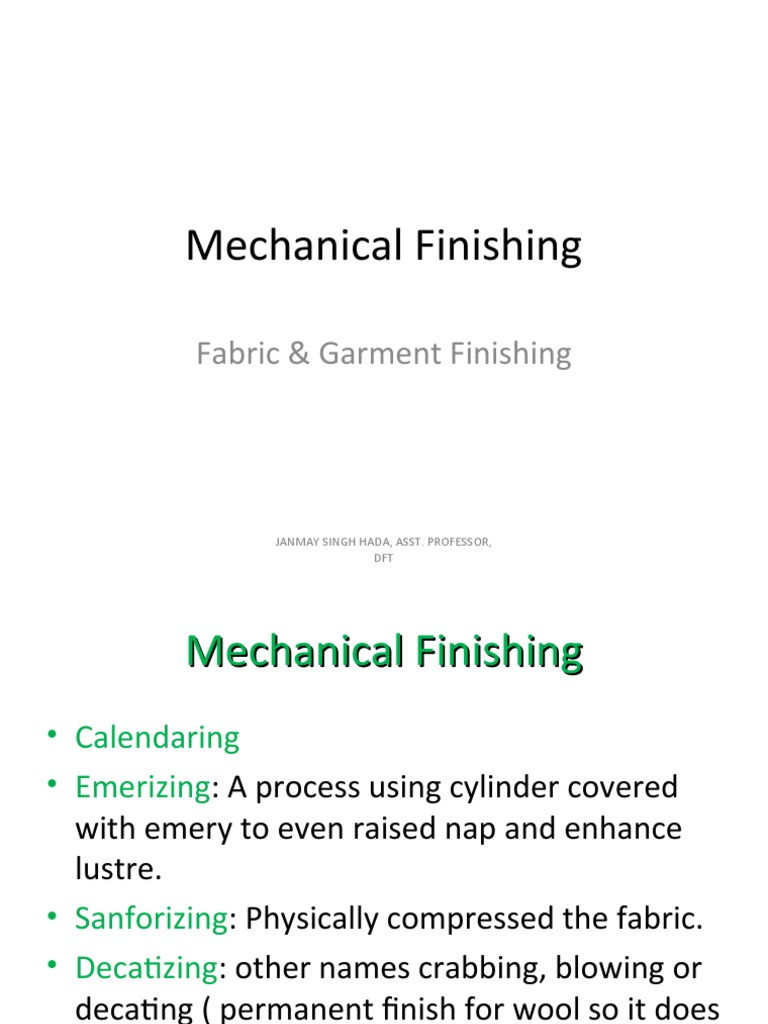Mechanical Finishing | PDF | Textiles | Materials
