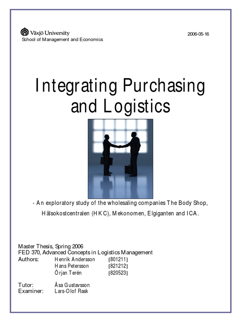 Fulltext01 PDF | PDF | Supply Chain | Logistics
