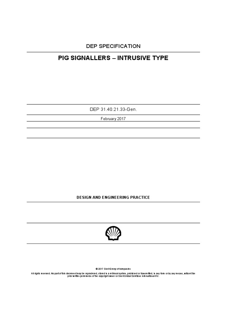 Spec - 2017-02 - A00 - PIG SIGNALLERS - INTRUSIVE TYPE | PDF | Pipe ...