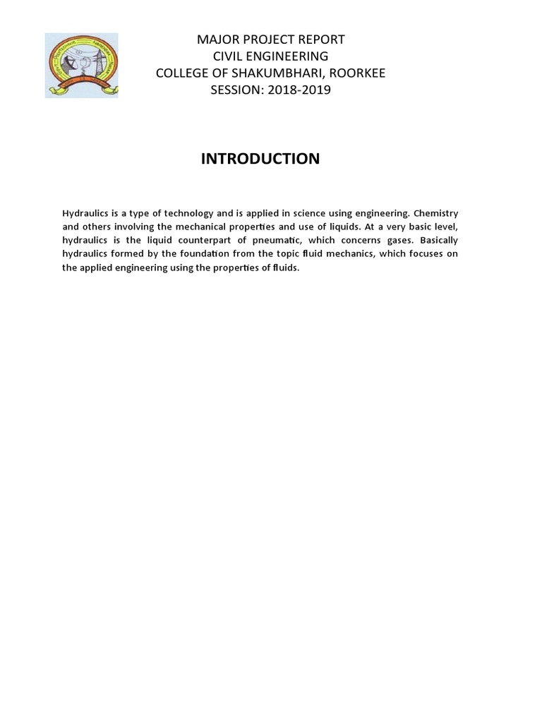 Major Project Report Civil Engineering College of Shakumbhari, Roorkee ...