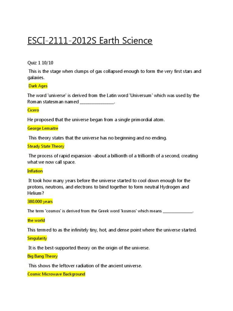 An Analysis of Earth Science Concepts Covered in Multiple Choice ...