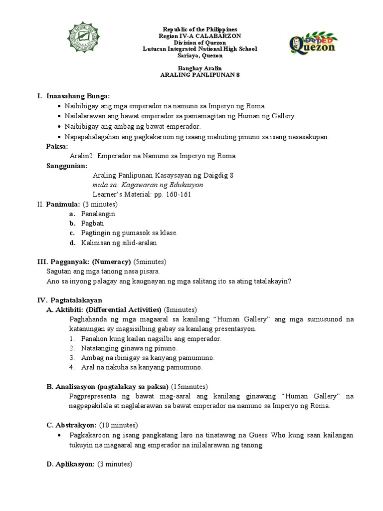 Lesson Plan: Emperors That Lead The Empire of Rome | PDF