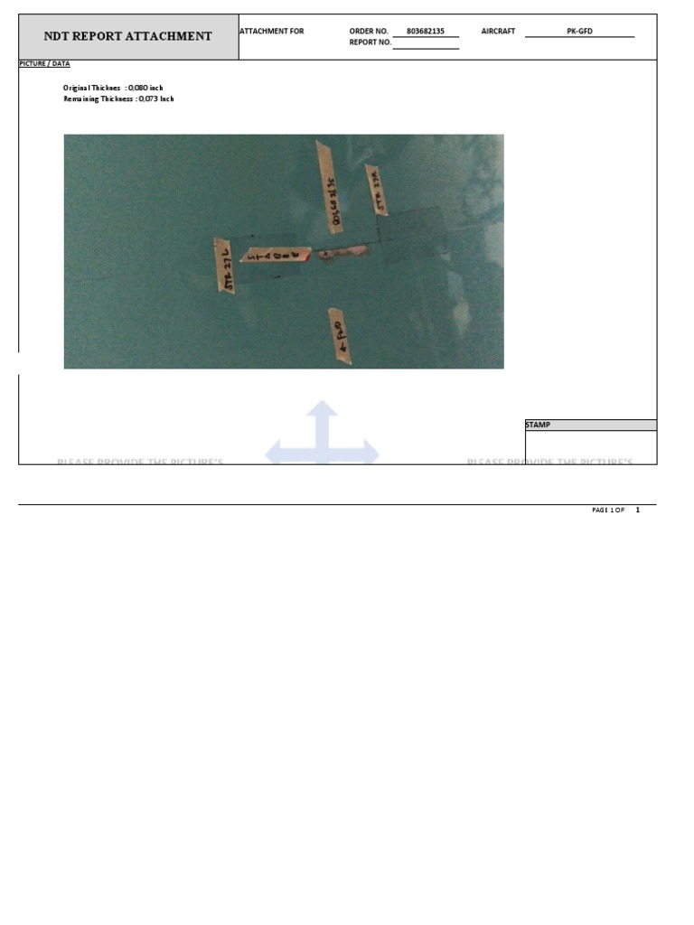 NDT Report Attachment: Original Thicknes: 0,080 Inch Remaining ...