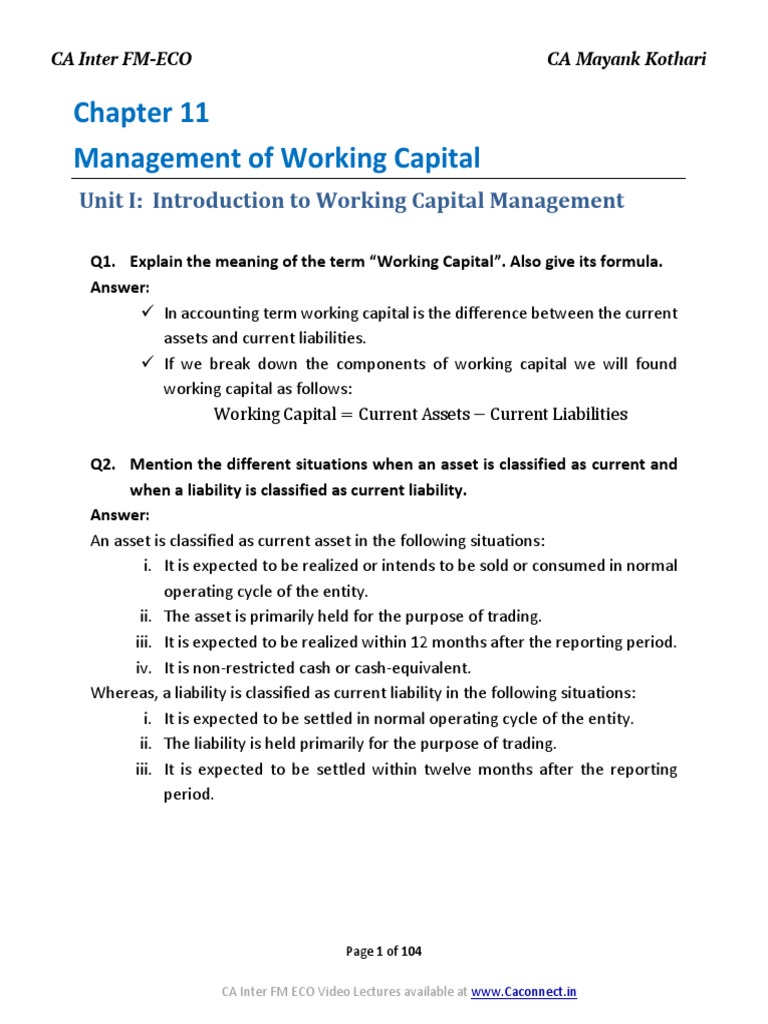 Management-of-Working-Capital-Notes SAU | PDF | Working Capital ...
