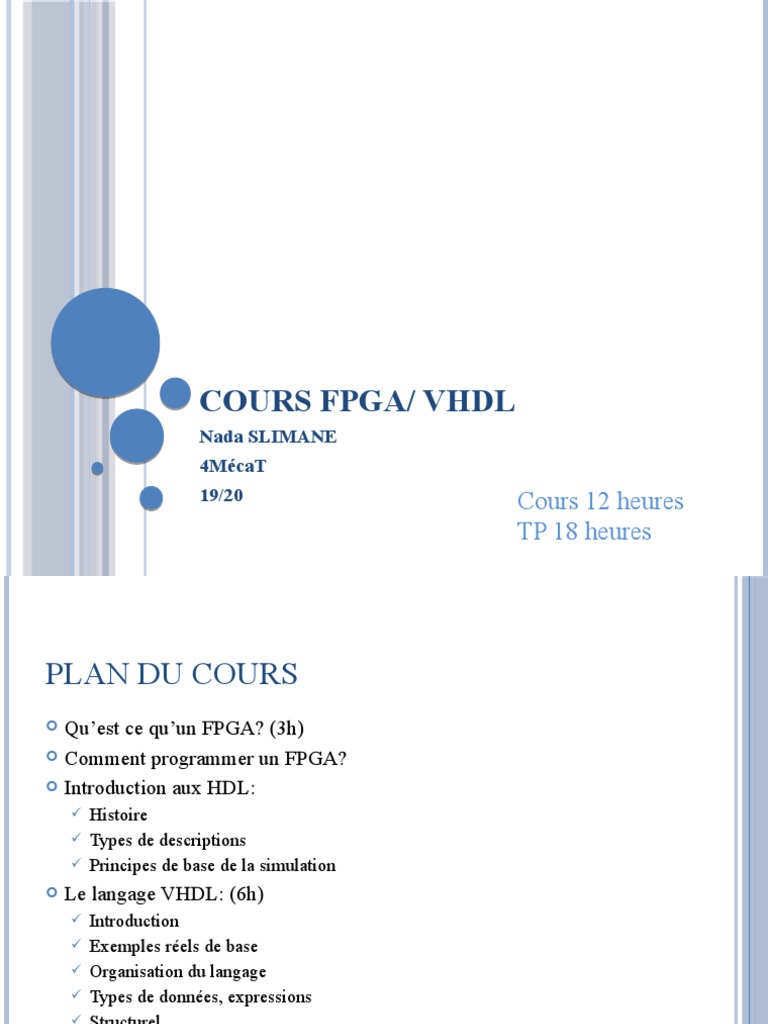 Cours VHDL 2020 | PDF | VHDL | Langage de programmation