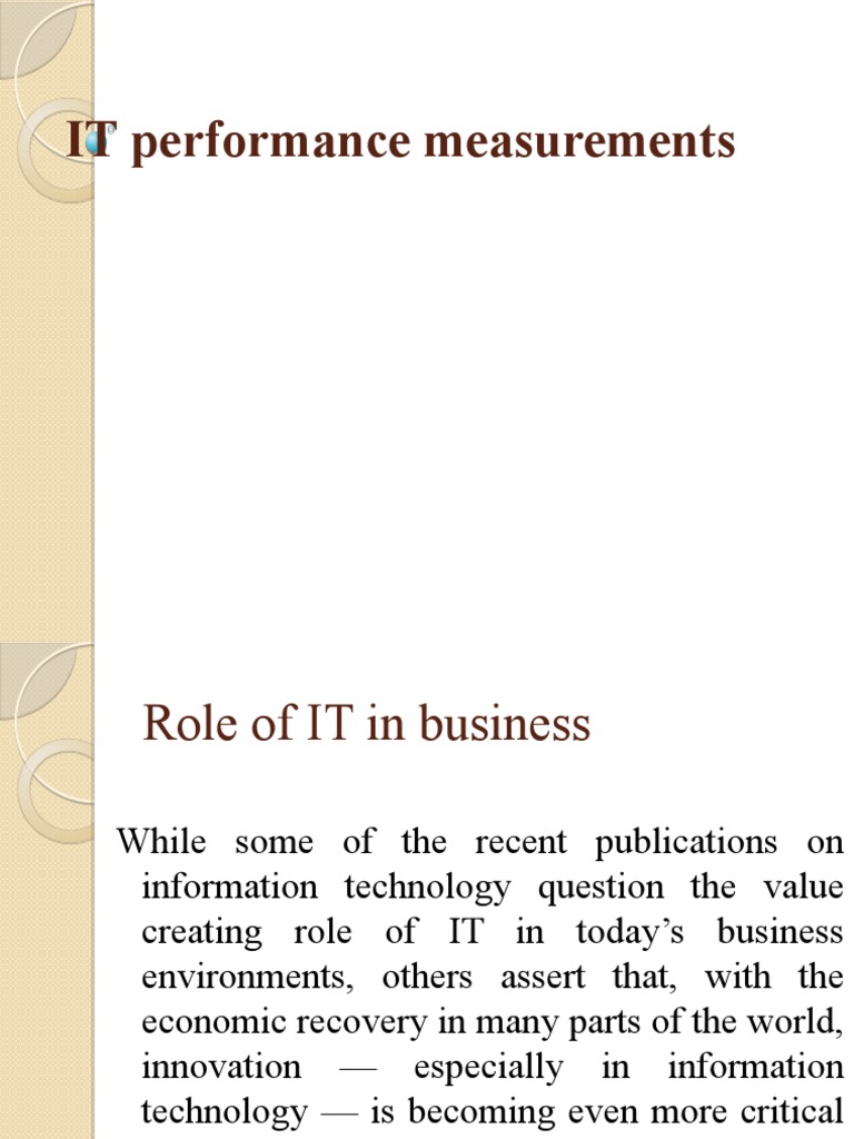 IT Performance Measurements | PDF | Strategic Management | Innovation