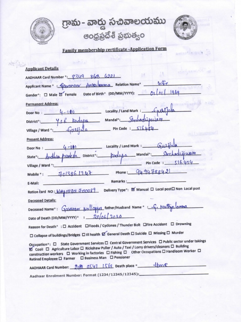 Family Member Application | PDF