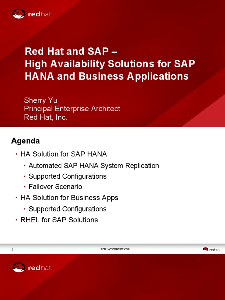 Red Hat and SAP - High Availability Solutions For SAP HANA and Business ...