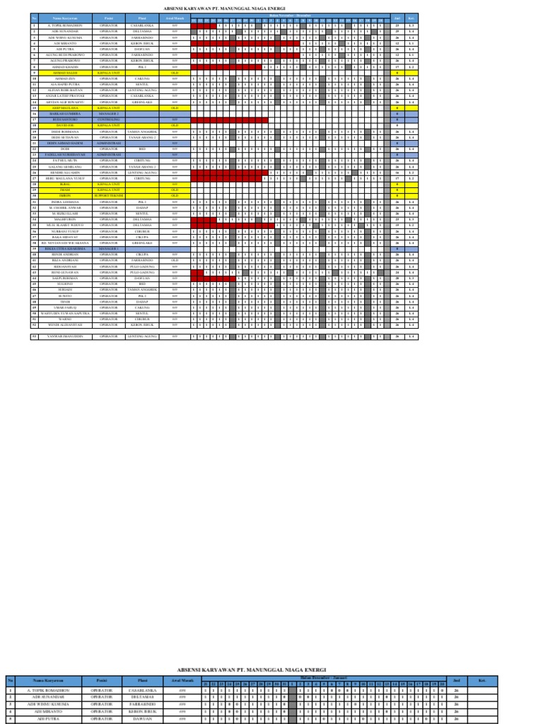 Absensi Karyawan MNE | PDF