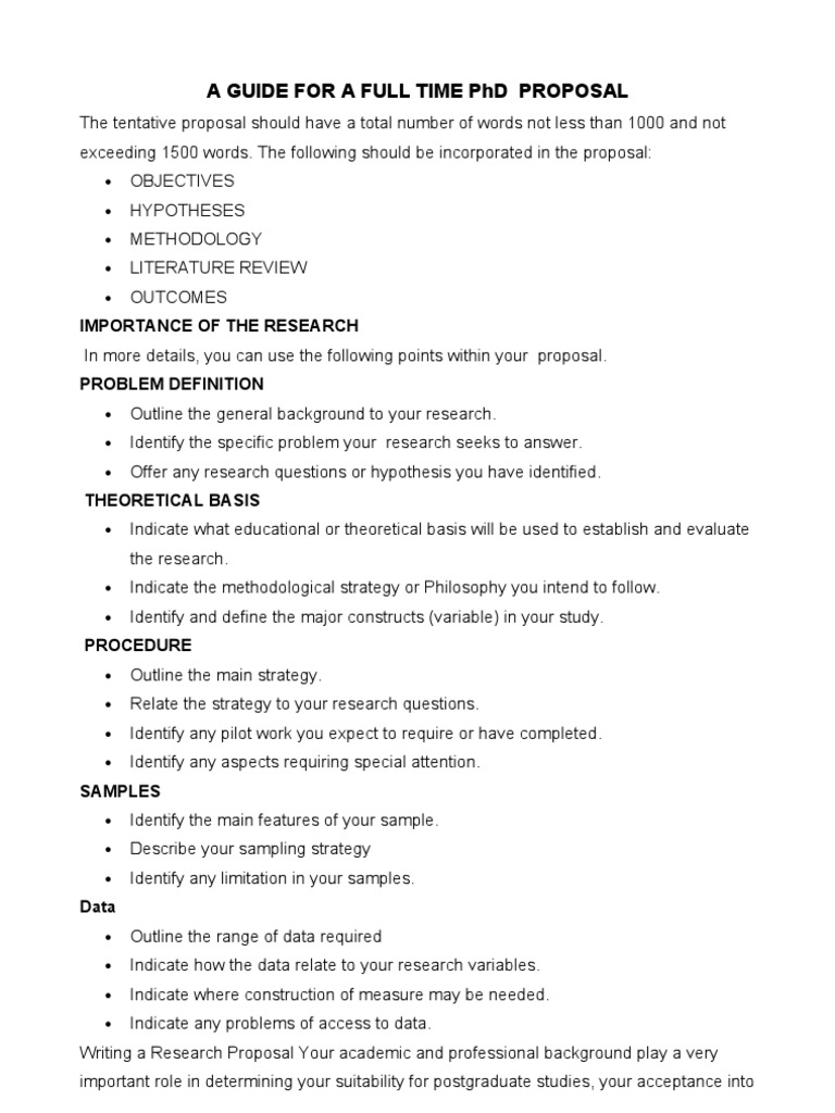 A GUIDE FOR A FULL TIME PHD PROPOSAL | PDF | Theory | Hypothesis