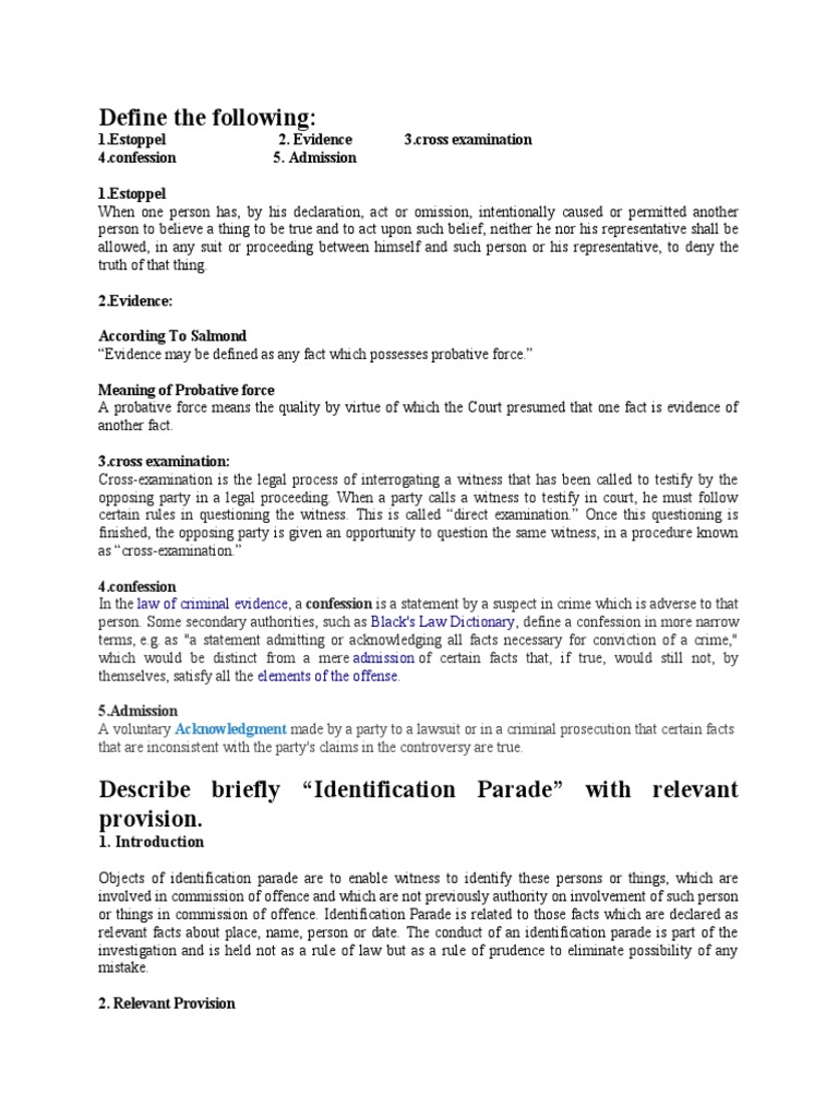 Law of Evidence | PDF | Evidence | Confession (Law)